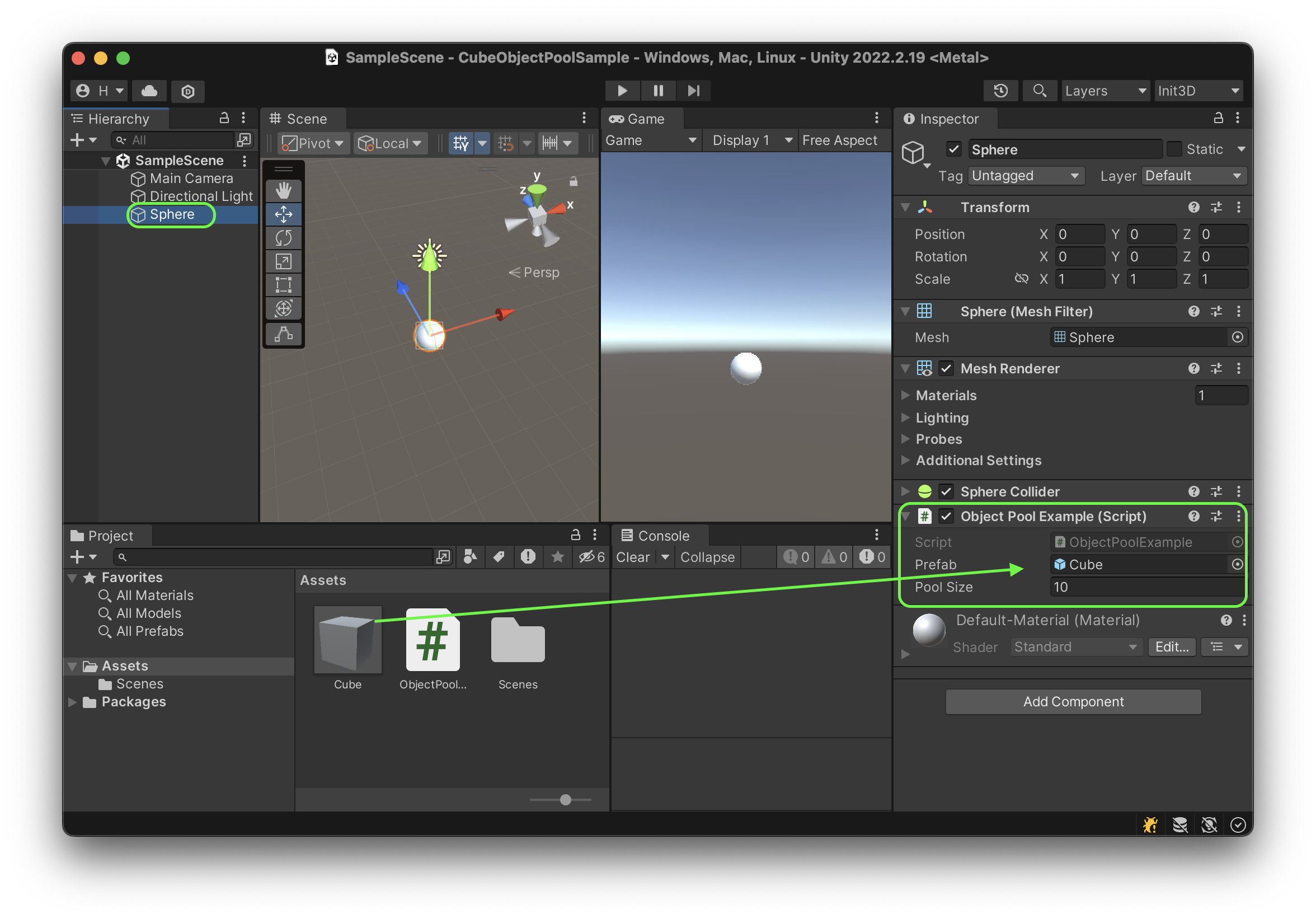 【Unity】Unity公式のObjectPoolのサンプル - ソフトライム