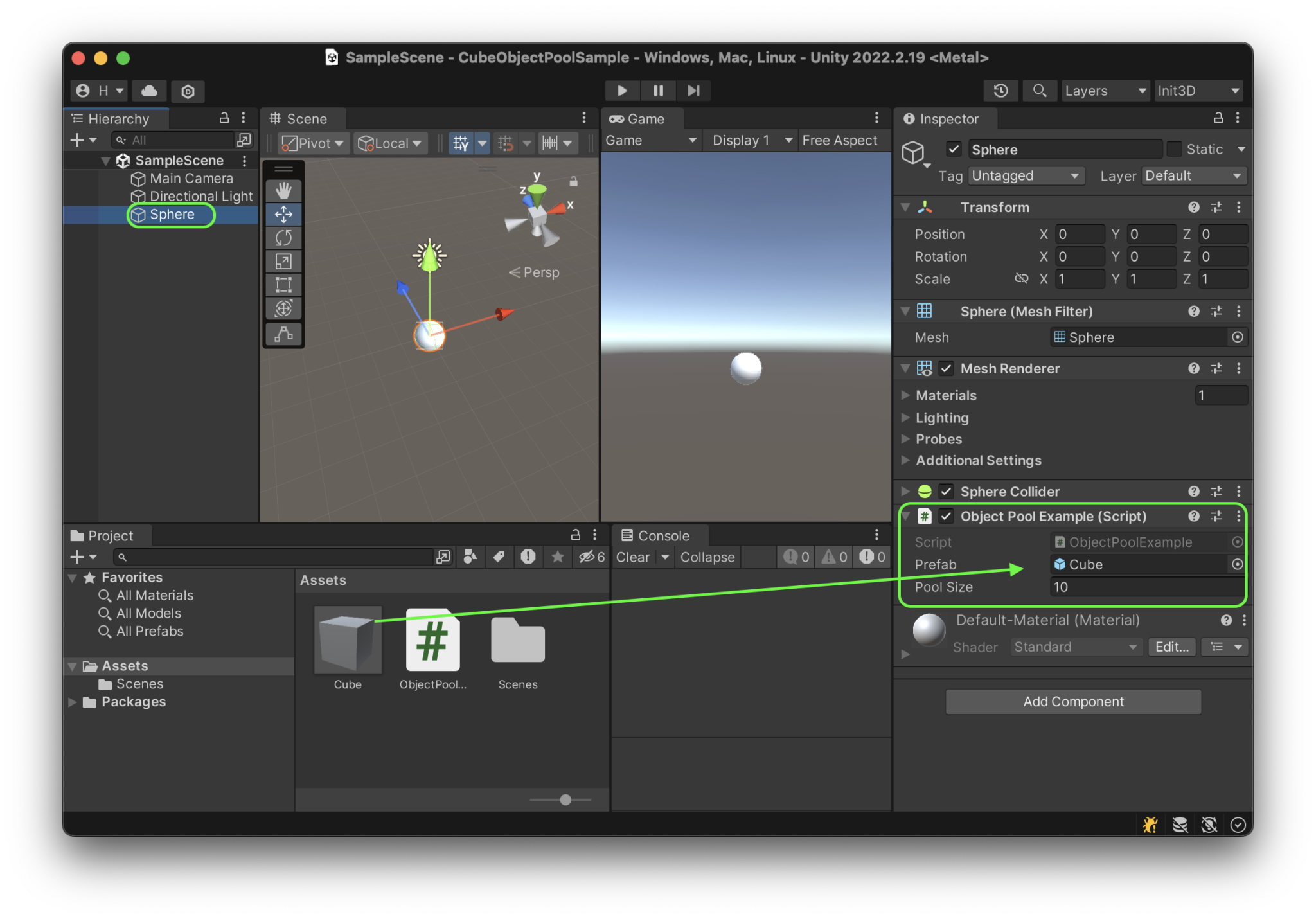 【Unity】Unity公式のObjectPoolのサンプル - ソフトライム