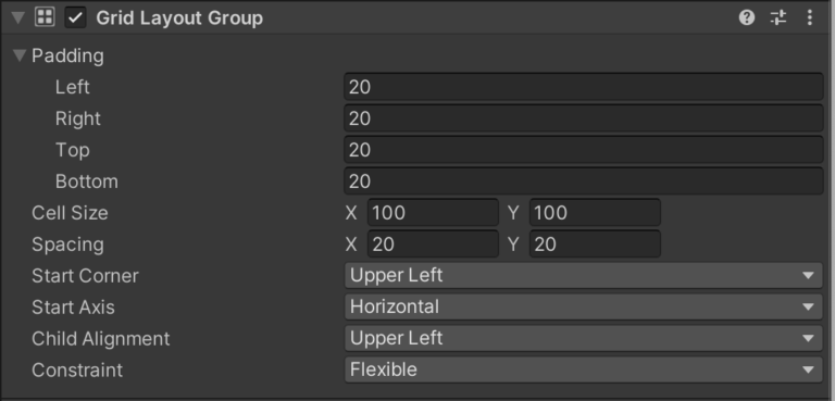 【Unity】Grid Layout Groupコンポーネントの設定 - ソフトライム